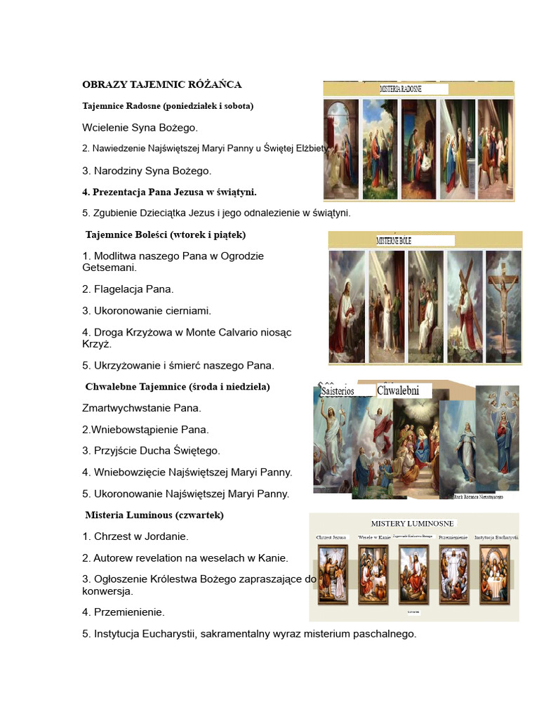 Obrazy Tajemnic Różańca | PDF