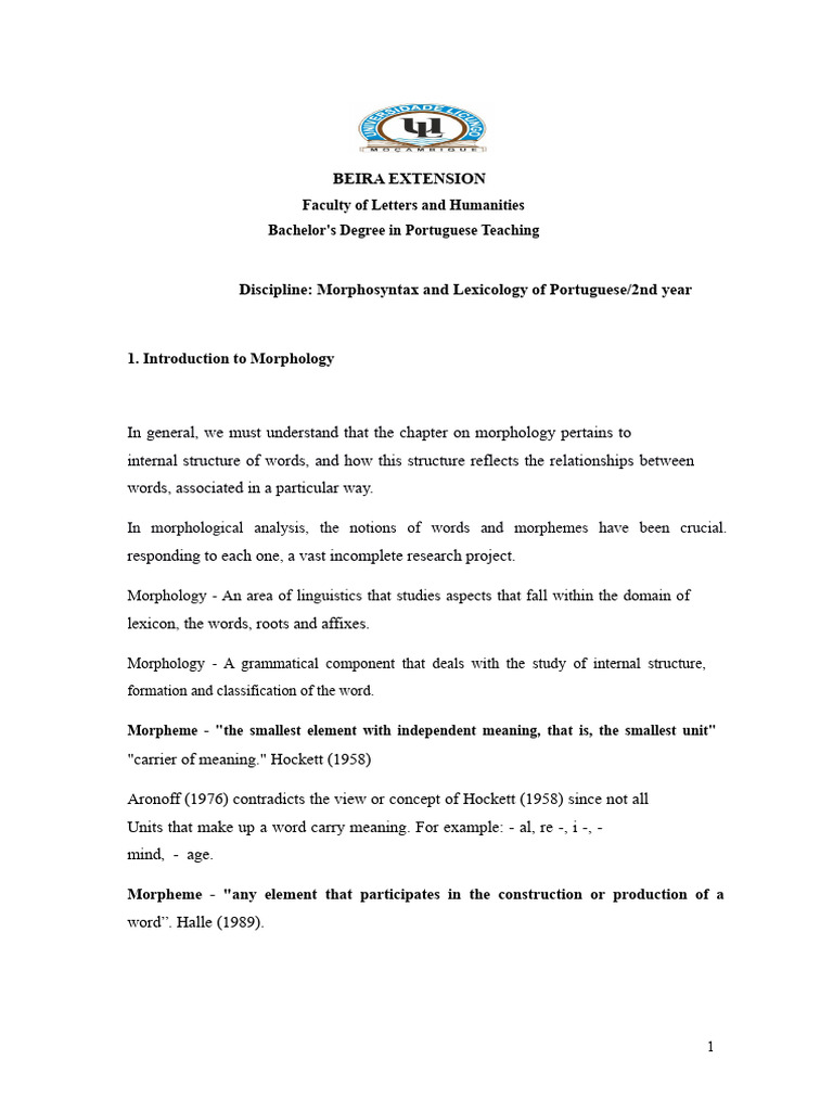 Introduction To Morphology | PDF | Word | Morphology (Linguistics)