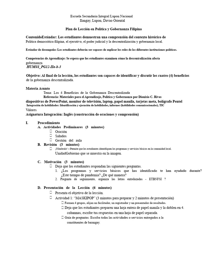 Descentralización de COT LP | PDF | Gobernancia