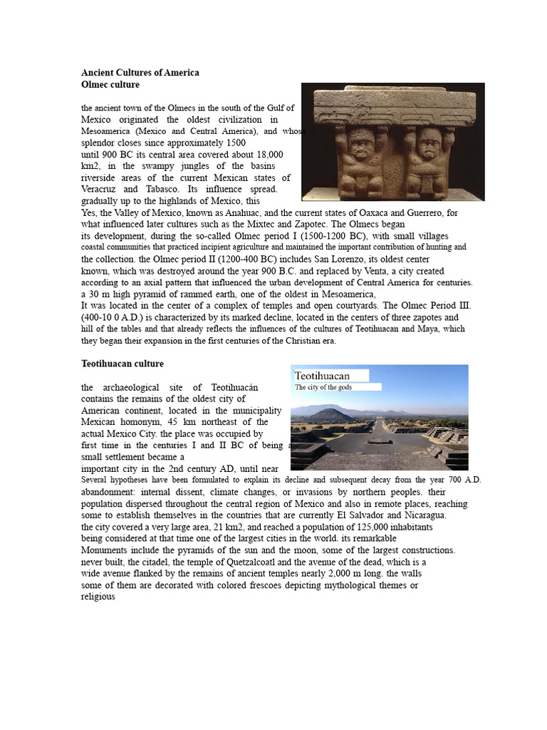Ancient Cultures of America | PDF | Mesoamerica | Maya Civilization