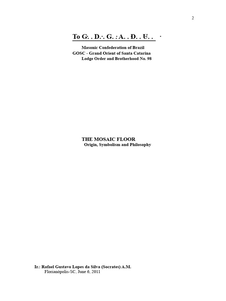 Mosaic Pavement: Symbolism in Freemasonry | PDF | Freemasonry | Temple