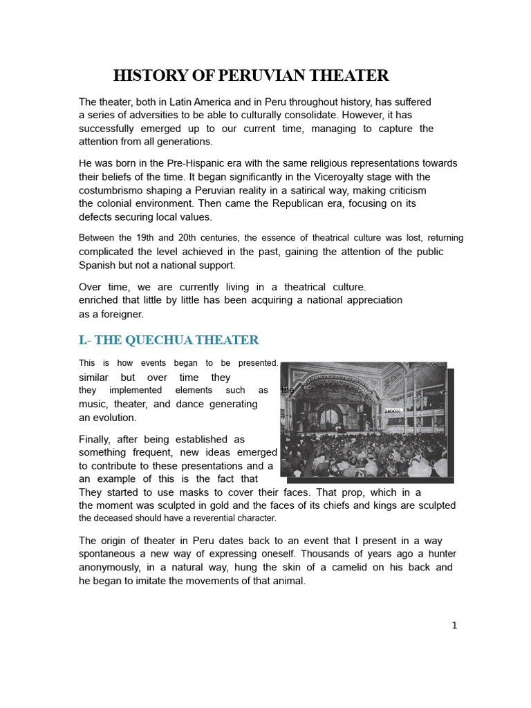 Evolution of Peruvian Theater History | PDF | Tragedy | Euripides
