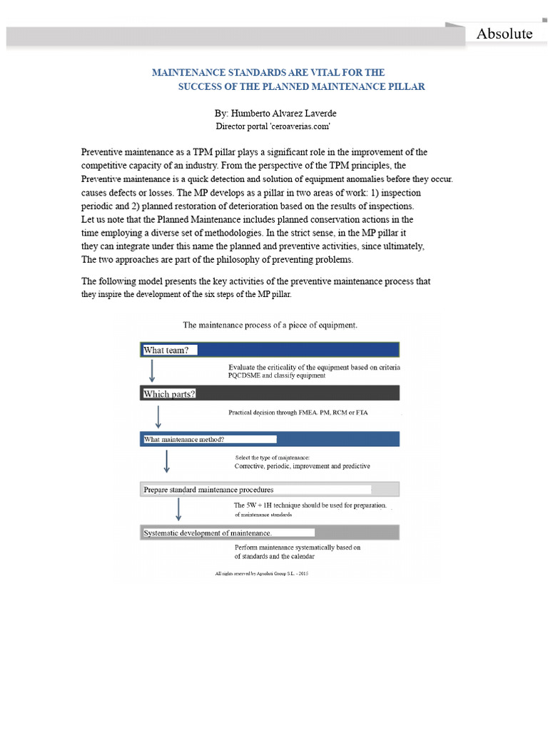 Importance of Maintenance Standards in TPM | PDF
