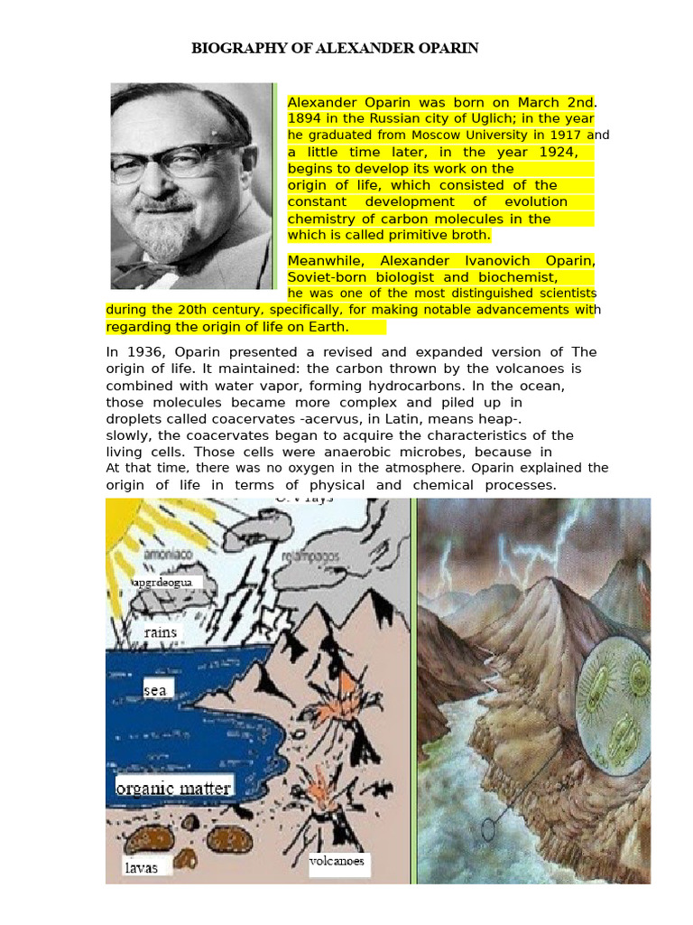 Biography of Alexander Oparin | PDF