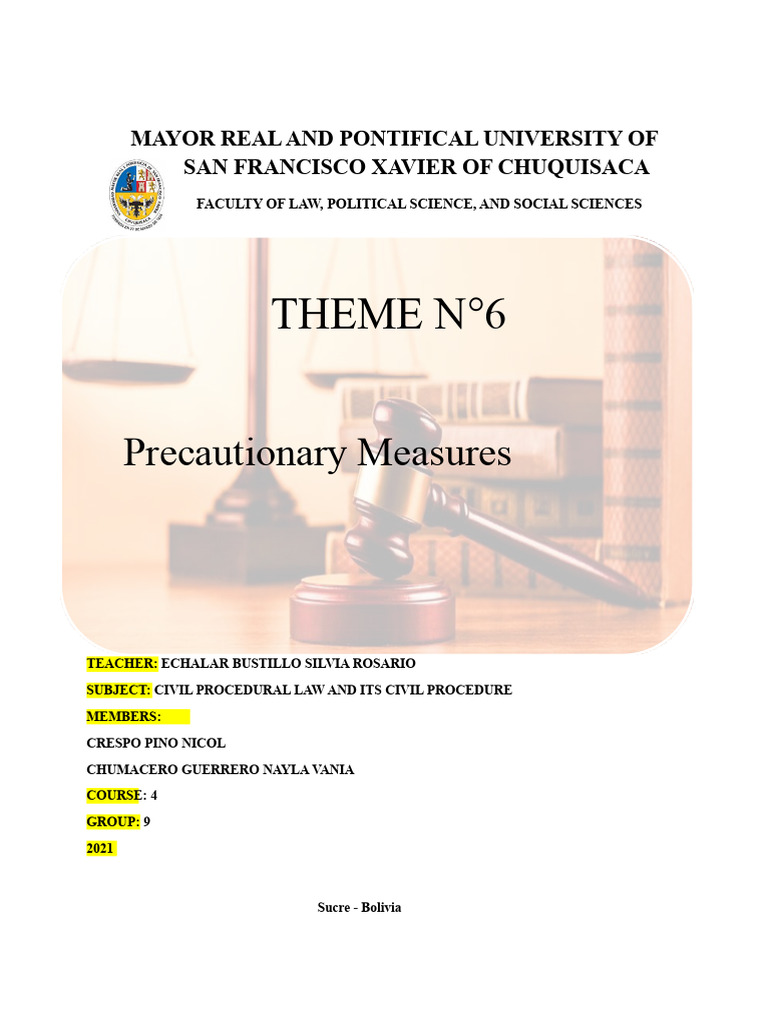 Understanding Precautionary Measures in Civil Law | PDF | Bolivia | Lawsuit