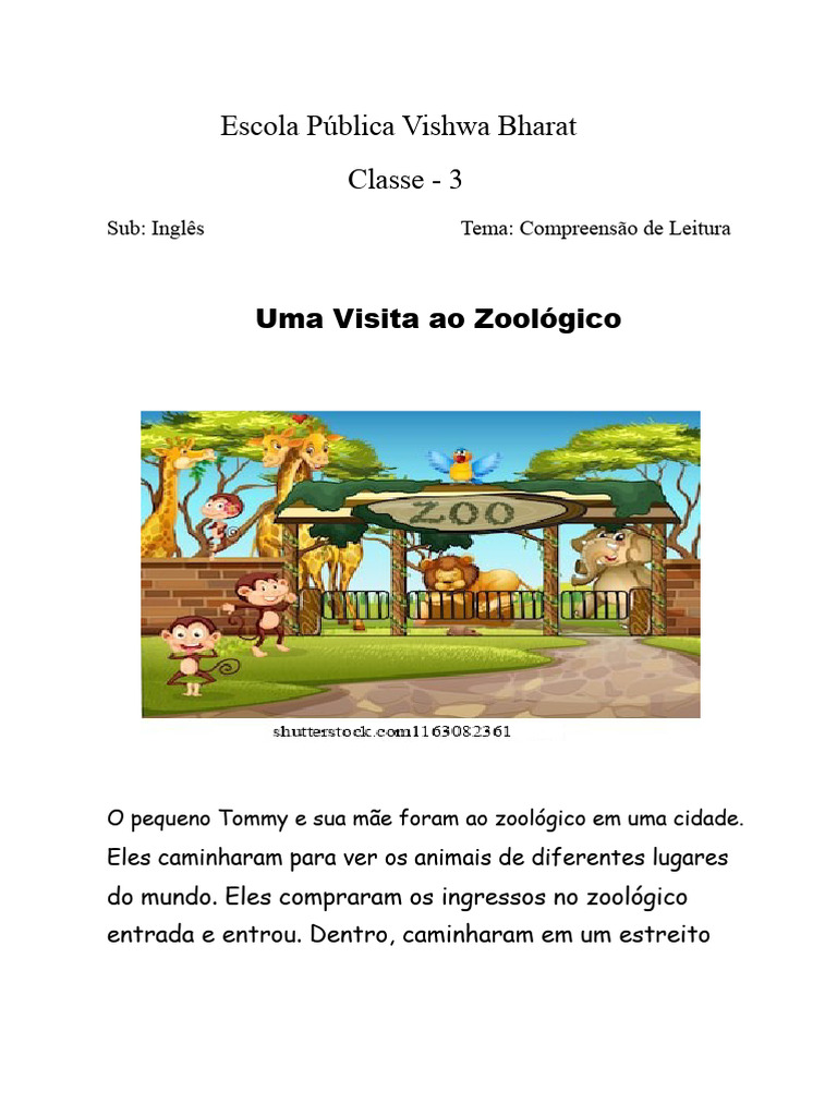 Uma Visita Ao Zoológico | PDF