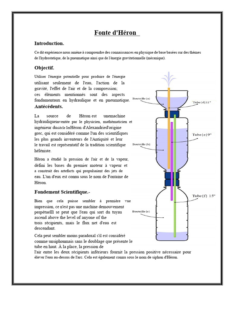 Fonctionnement de la Fontaine d'Héron | PDF | Ingénierie mécanique