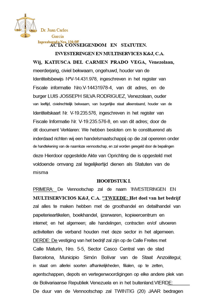 Model Oprichtingsakte Multi-Diensten | PDF