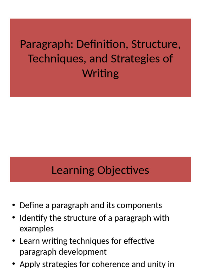 Paragraph Structure Techniques Strategies Lecture-1 | PDF | Paragraph