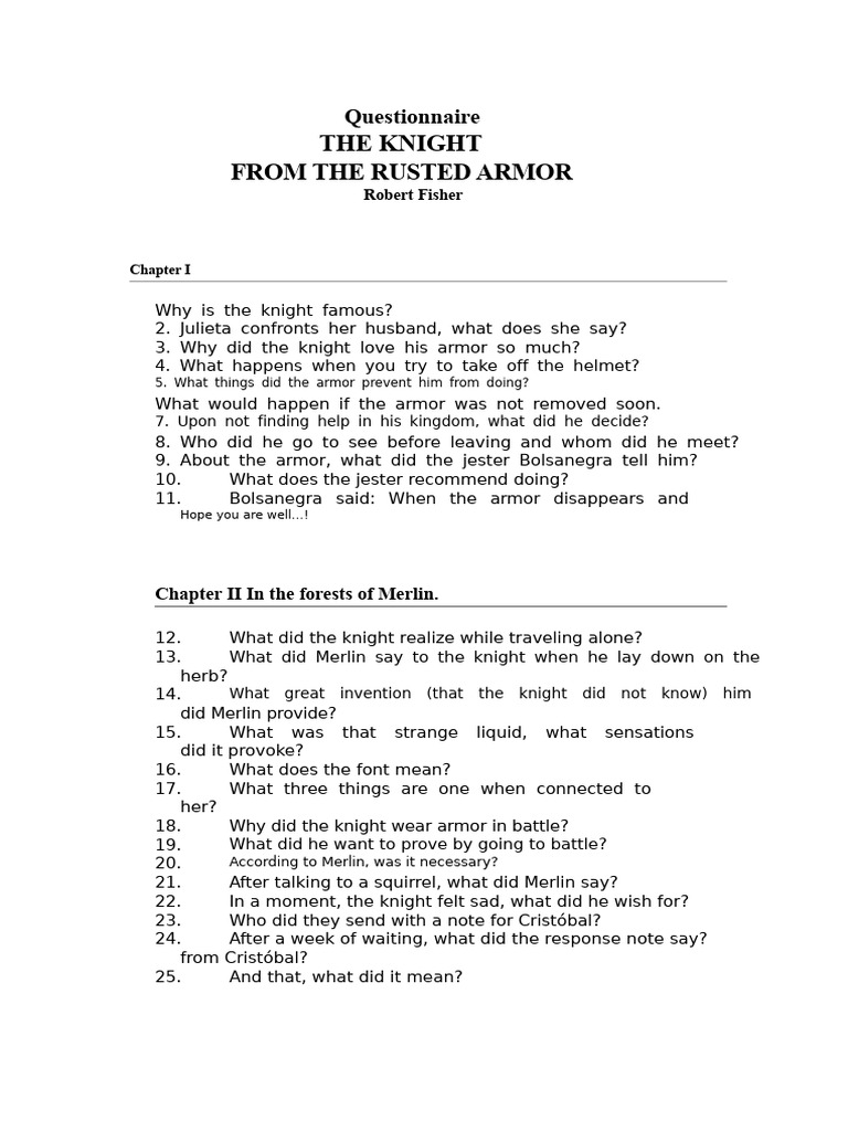 The Knight in the Rusty Armor: A Journey | PDF | Knowledge | Mind