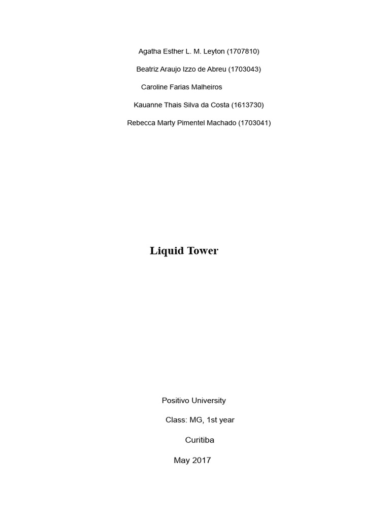 Liquid Tower Report | PDF | Oil | Liquids