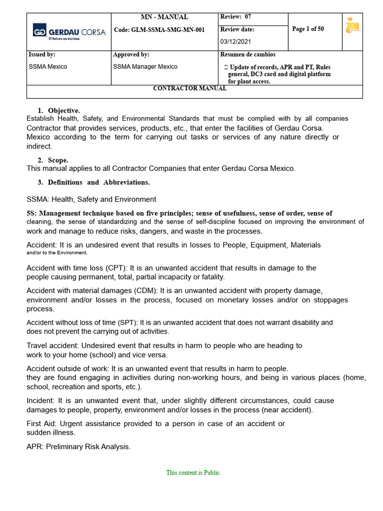 Contractor Manual Rev 7 | PDF | Physical Examination | Safety