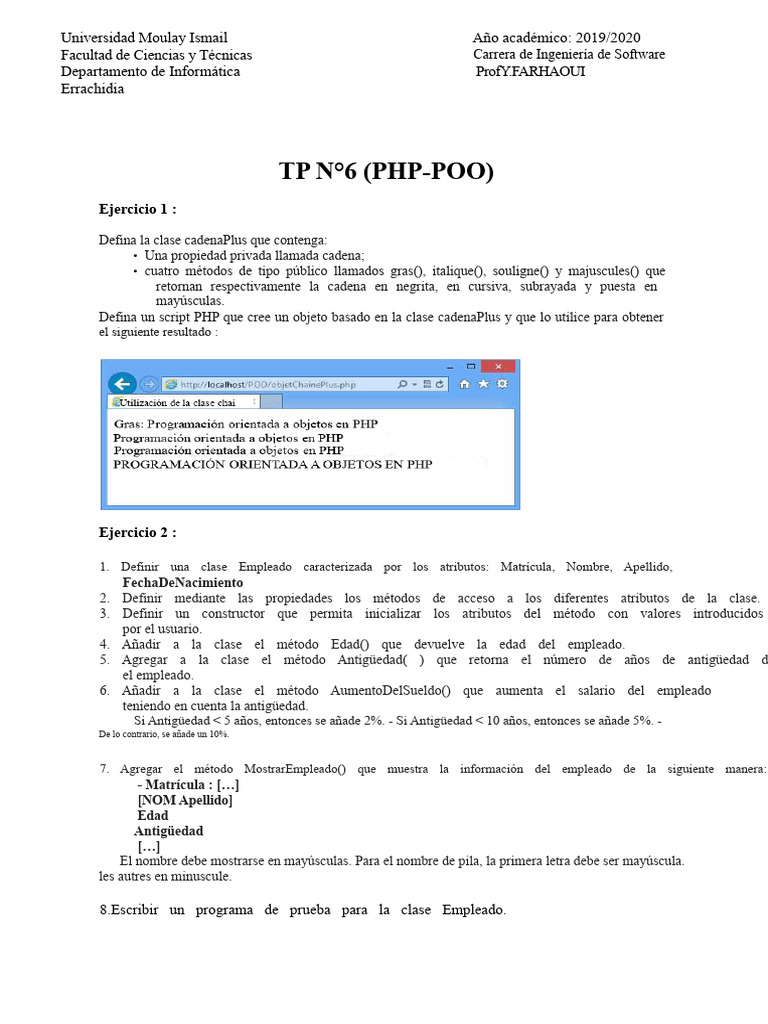 TP N°6 (Php-Poo) : Ejercicio 1 | PDF