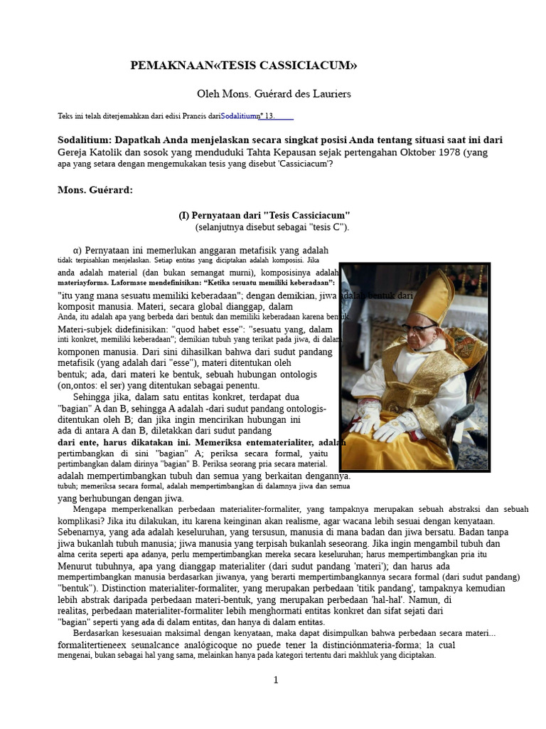 Tesis Cassiciacum oleh Mons. Guérard | PDF