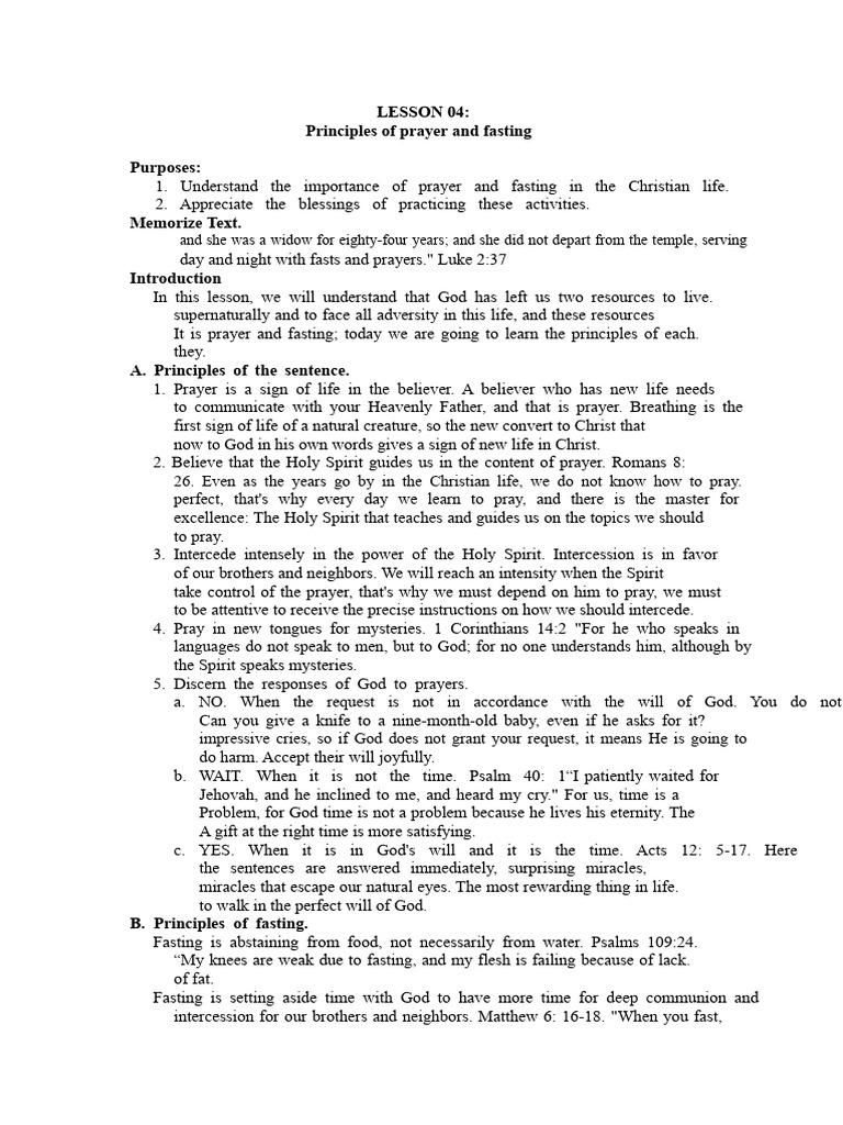 4-Principles of Prayer and Fasting | PDF | Prayer | Intercession