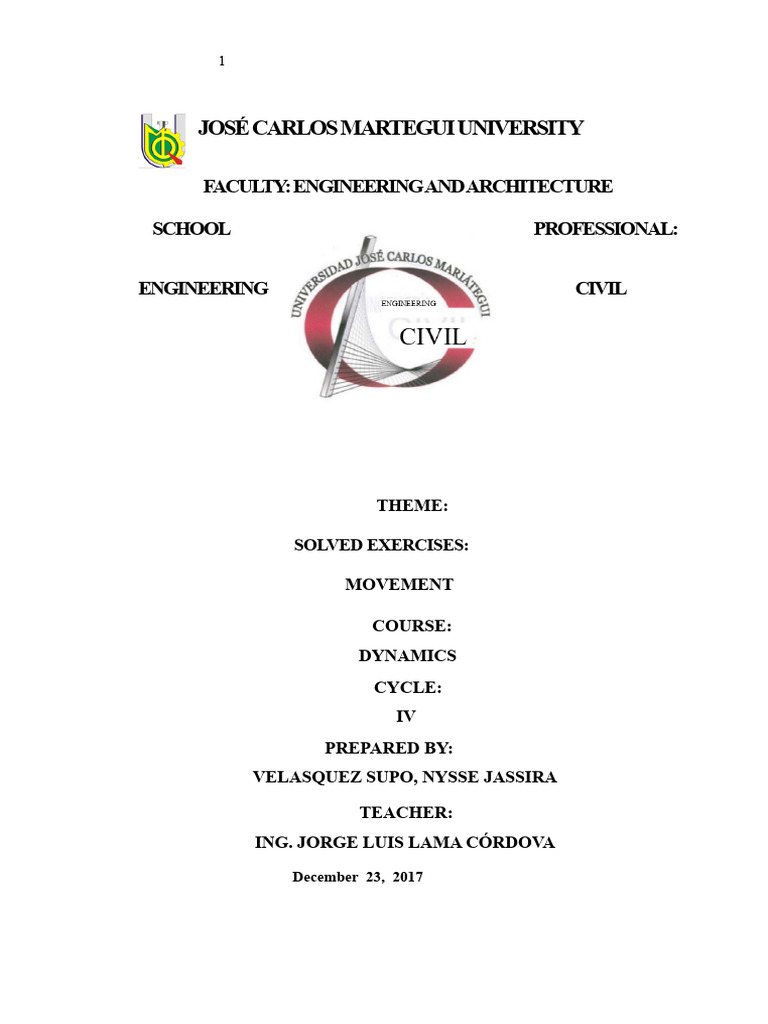 Solved Exercises On Dynamics | PDF | Kinematics | Acceleration
