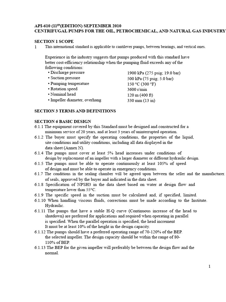 Summary of API 610 (1) | PDF | Pump | Bearing (Mechanical)