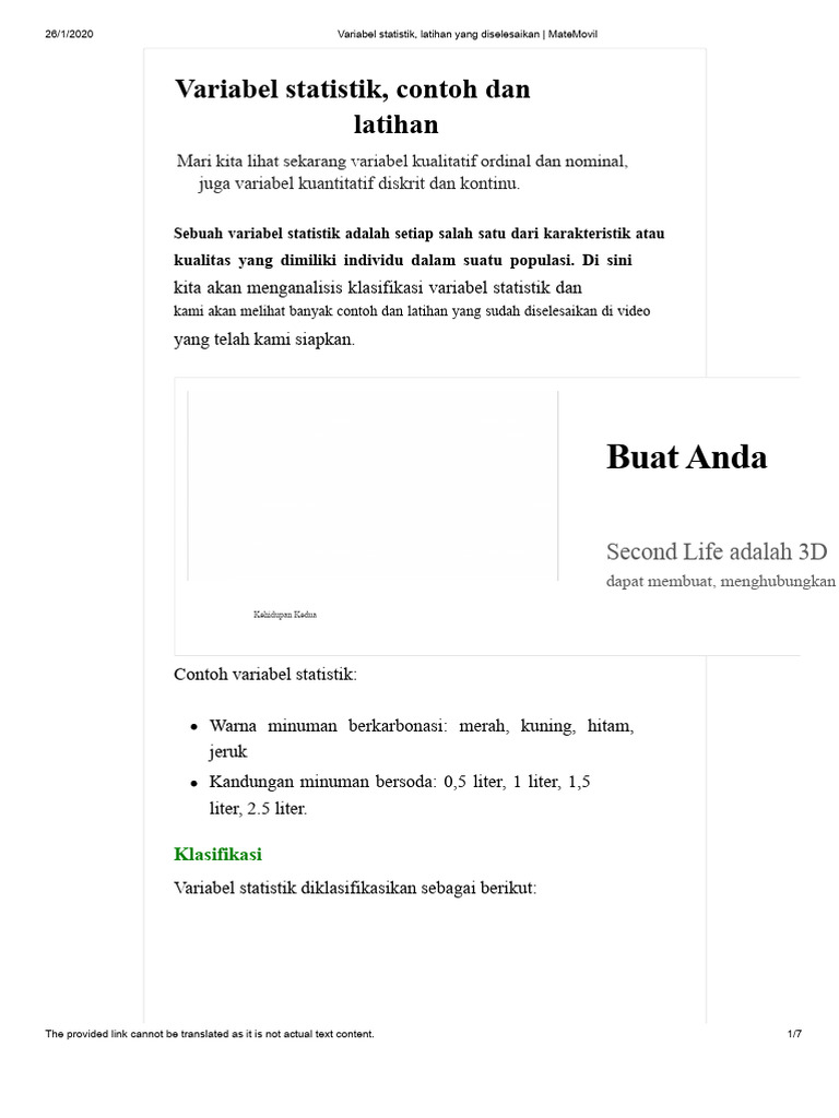 Variabel Statistik, Latihan Terpecahkan - MateMovil | PDF