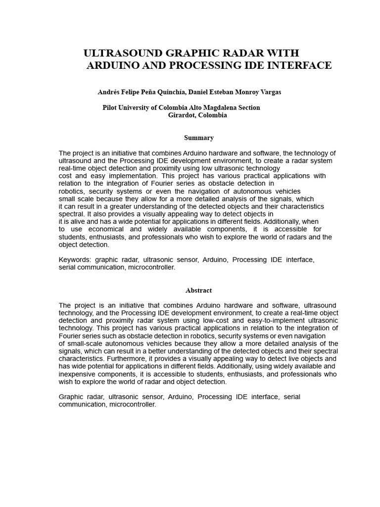 Arduino Ultrasonic Radar System | PDF | Ultrasound | Arduino