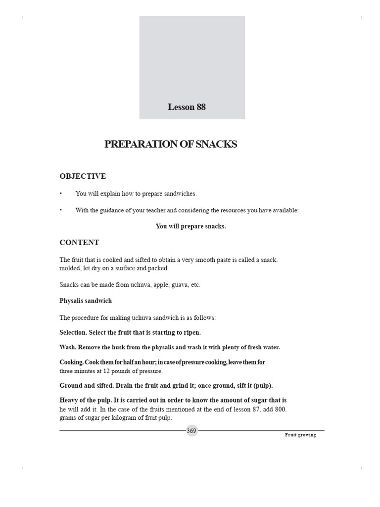 Snack and Jelly Preparation Guide | PDF | Fruit Preserves | Juice