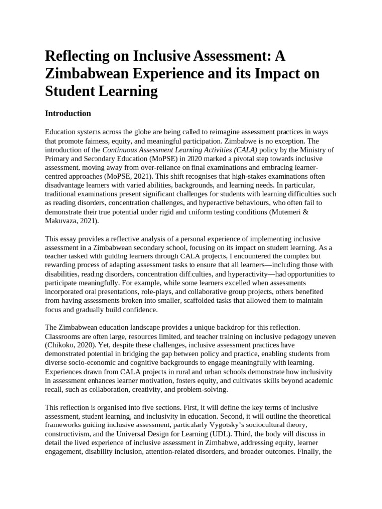 Reflecting On Inclusive Assessment | PDF | Constructivism (Philosophy ...