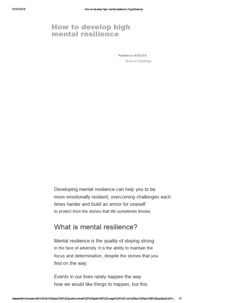 How To Develop High Mental Resilience - HypeScience | PDF ...