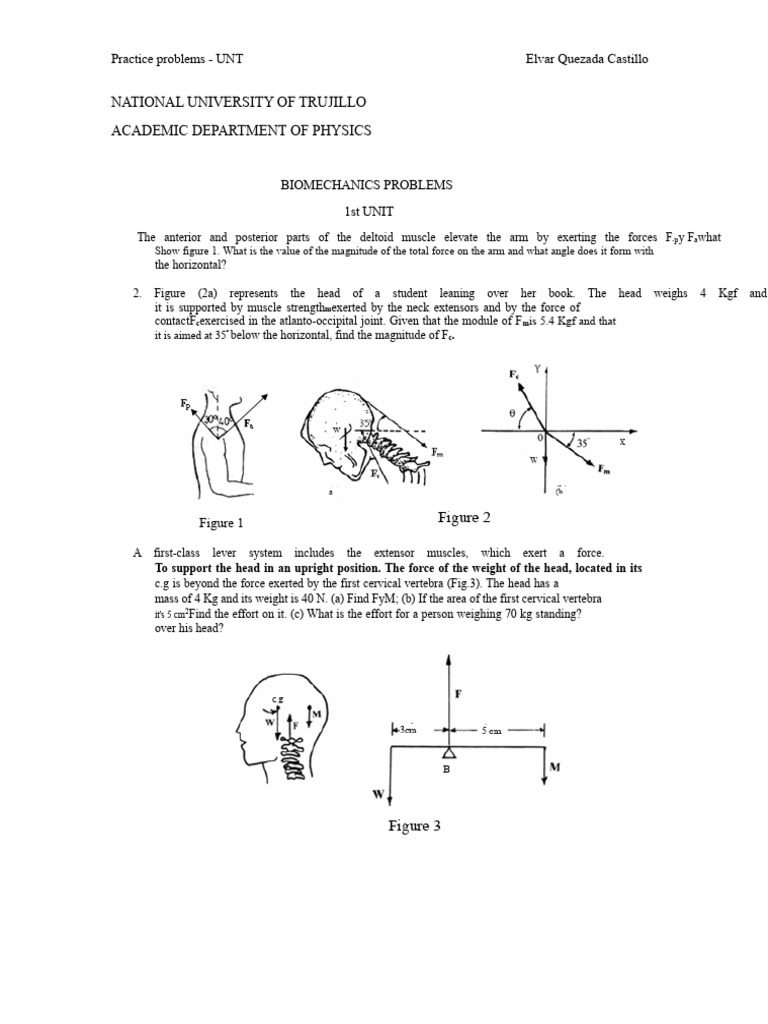 Biomechanics Problems 1 | PDF | Force | Neck