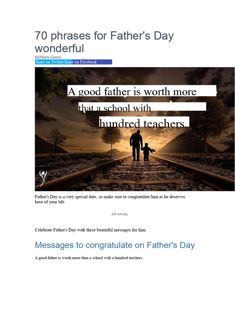 70 Phrases For Father's Day | PDF | Love | Father