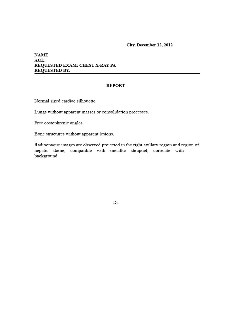 Chest X-Ray Report | PDF