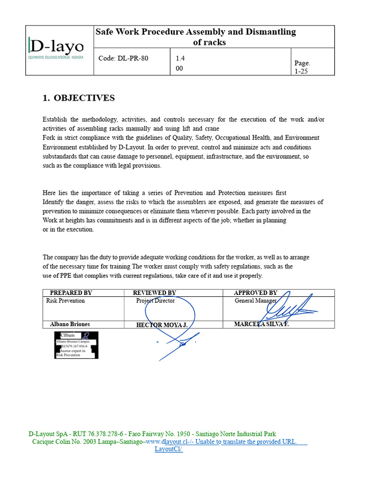 DL-PR-80 PTS Rack Assembly | PDF | Occupational Safety And Health | Safety