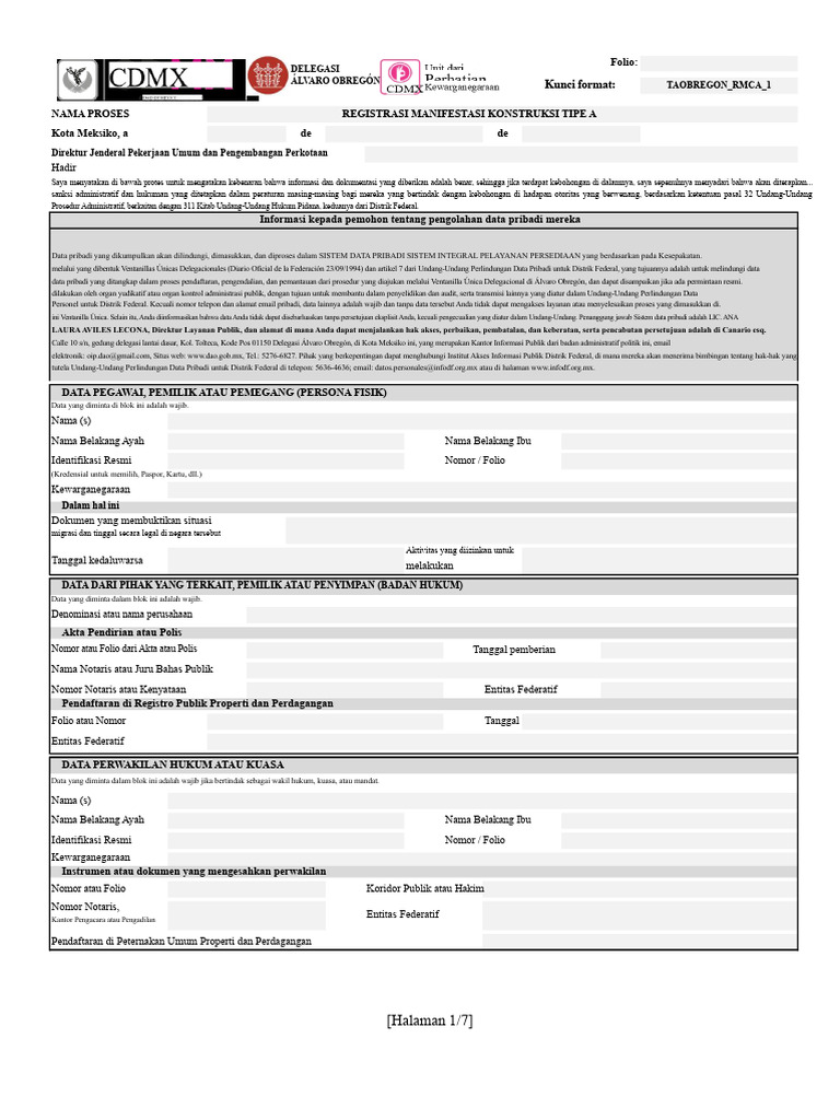 Taobregon RMC 1-Registrasi Manifestasi Konstruksi Jenis A-07032018 1 | PDF