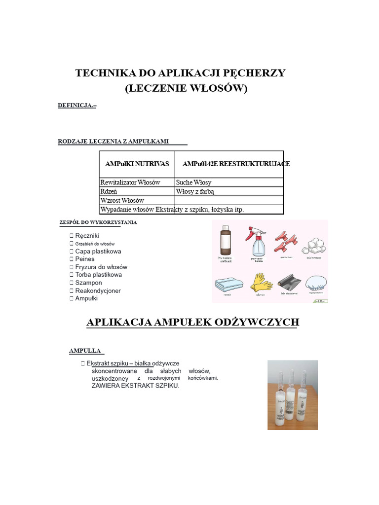 Technika Aplikacji Ampułek (Leczenie Włosów) | PDF