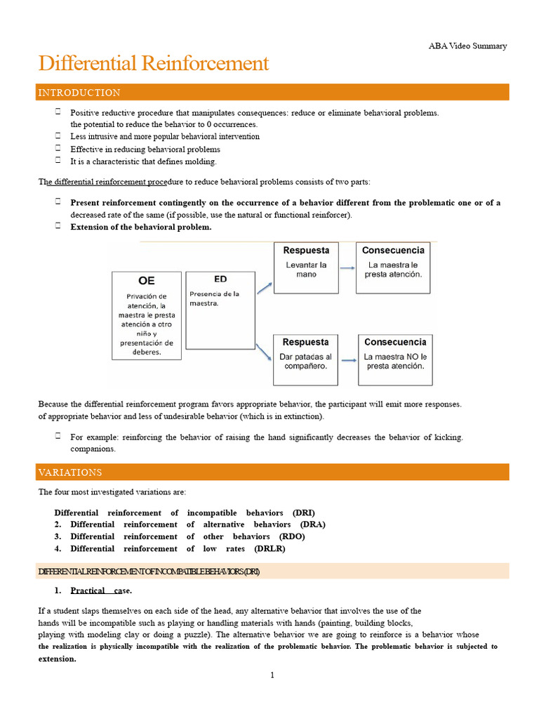 Differential Reinforcement | PDF | Reinforcement | Psychological Concepts