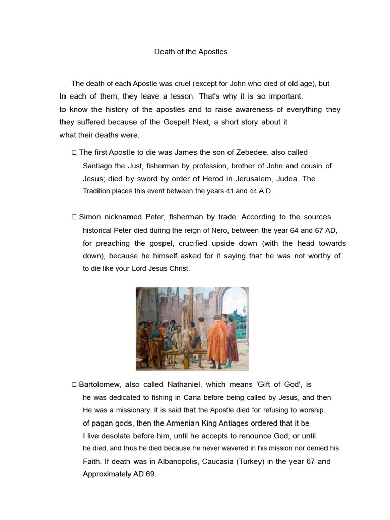Death of The Apostles | PDF | Saint Peter | Jesus