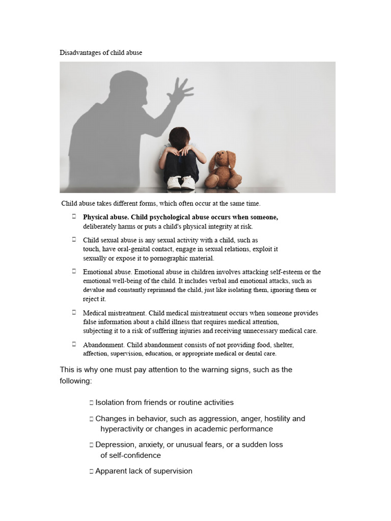 Disadvantages of Child Abuse | PDF | Psychological Abuse | Child Abuse