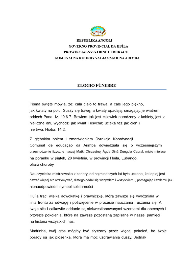 Elogium Pogrzebowe | PDF