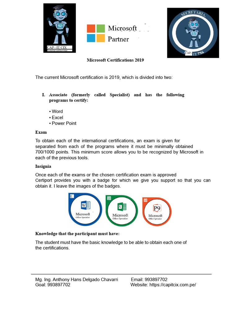 Microsoft Office Certifications 2019 Guide | PDF | Microsoft | Office ...