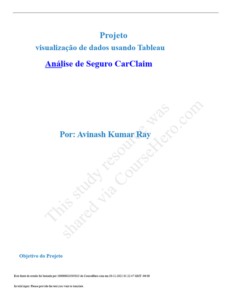 Projeto Avinash Ray Seguro de Carro DVT | PDF | Dados | Carro