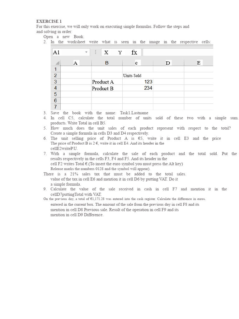 Excel Basic Exercises and Formulas Guide | PDF | Microsoft Excel | Chess