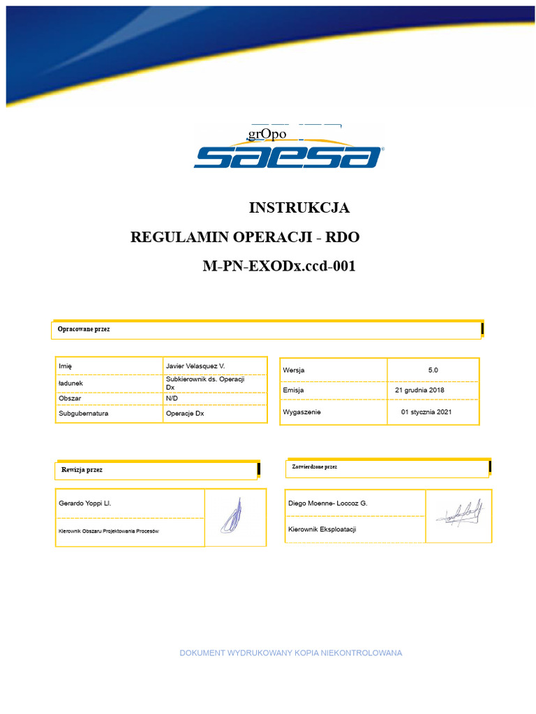 Regulamin Operacji Rdo | PDF