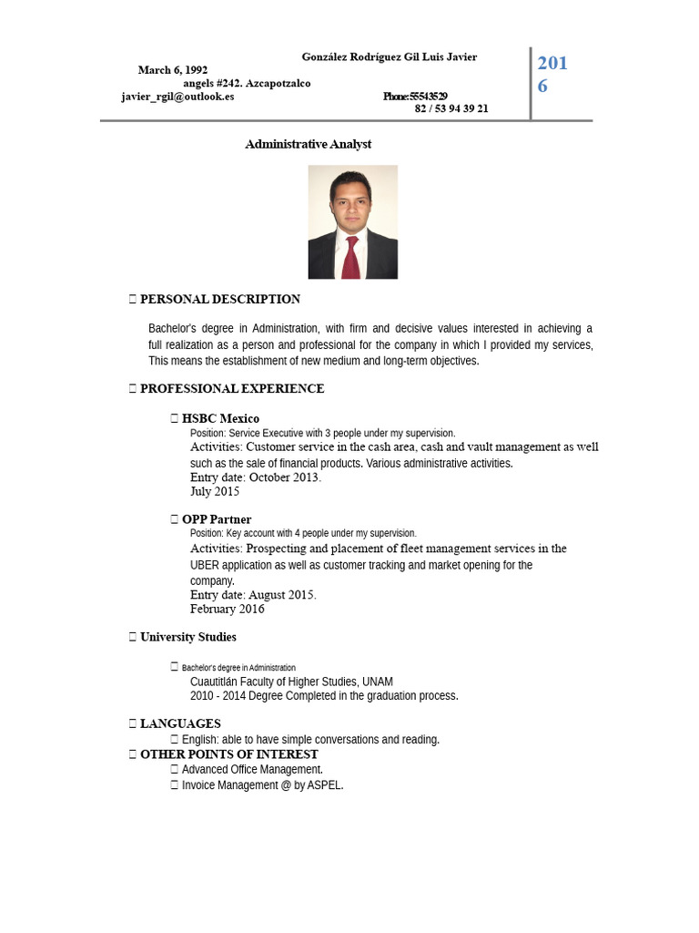 Resume Administrative Analyst | PDF