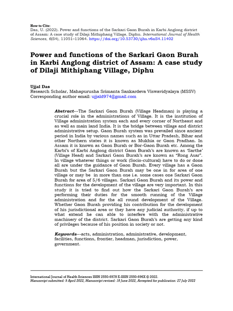 Power and Functions of The Sarkari Gaon Burah in K | PDF | Methodology ...