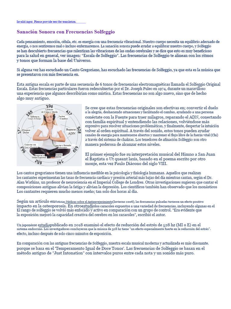 Sanación Sonora Con Solfeggio | PDF | Frecuencia | Hertz