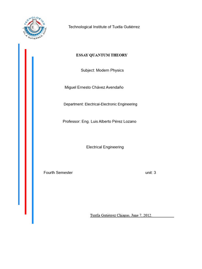 Essay On Physics Quantum Theory | PDF | Light | Electron