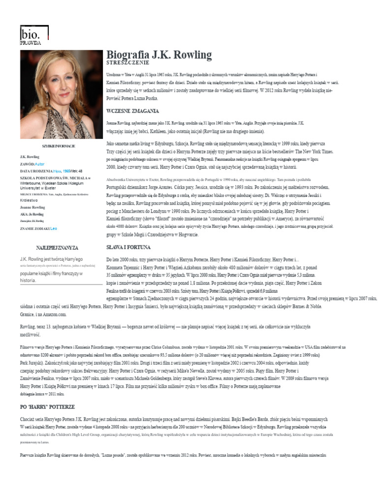 Biografia J.K. Rowling | PDF
