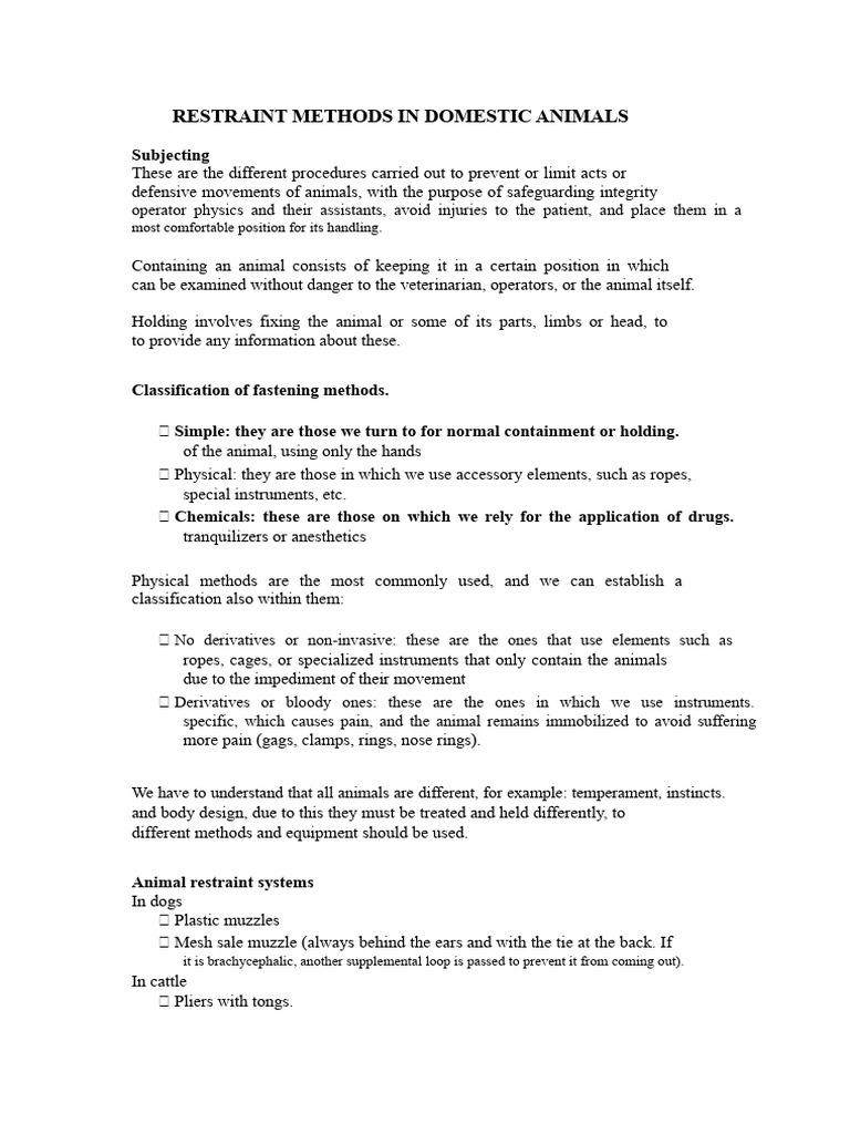 Methods of Restraint | PDF | Pig | Leash
