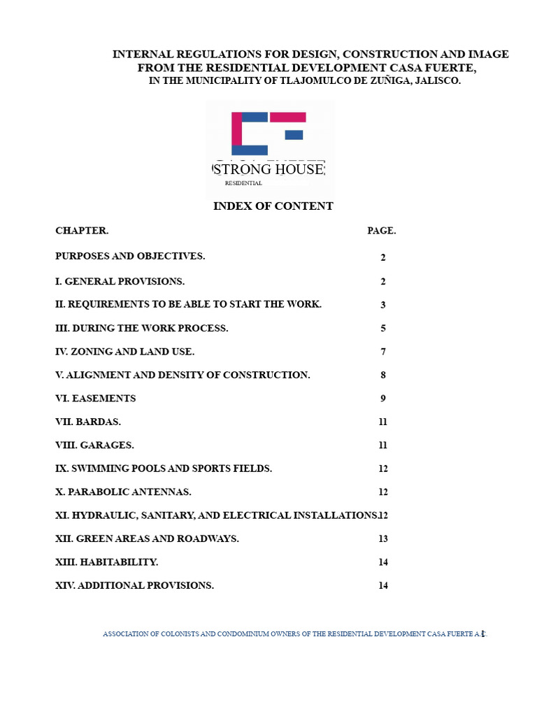 Unique Regulation of Construction Casa Fuerte PDF | PDF | Condominium ...
