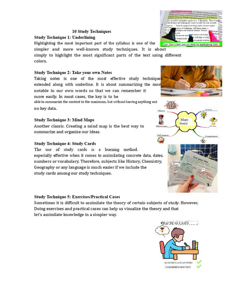 10 Effective Study Techniques | PDF | Brainstorming | Mnemonic