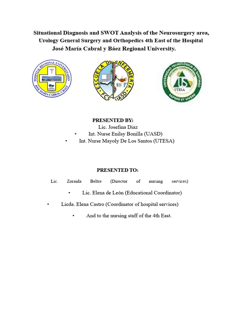 Situational Diagnosis and SWOT Analysis of The Neurosurgery Area, José ...