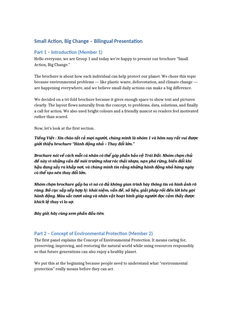 Small Action Big Change Presentation | PDF